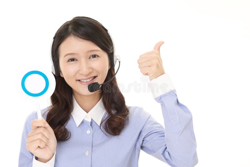 Call Center Operator with a Yes Sign Stock Image - Image of headset ...