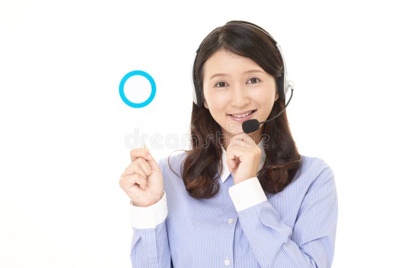 Call Center Operator with a Yes Sign Stock Image - Image of healthy ...