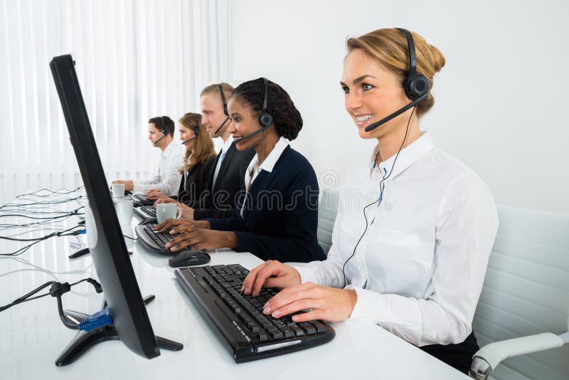 Call Center Operators in Office Stock Photo - Image of multicultural ...