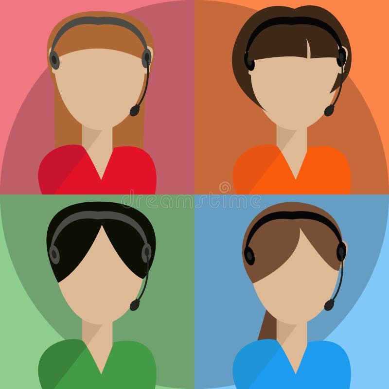 Call-Center Operators stock vector. Illustration of callcenter - 77128129