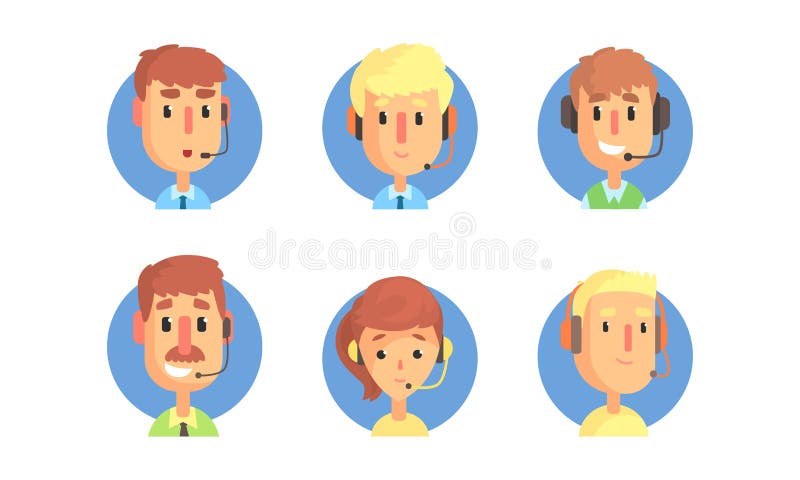 Call Center Operators Set, Technical Support and Customer Service ...
