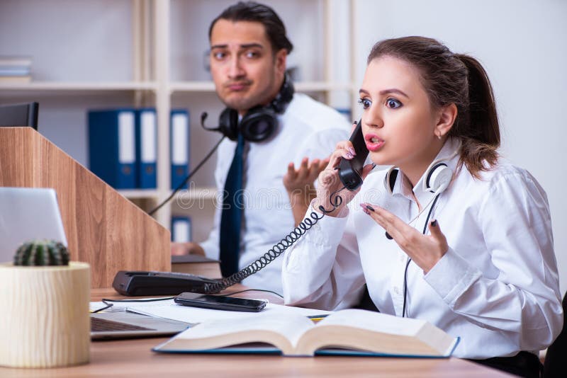 Call Center Operators Working in the Office Stock Image - Image of ...