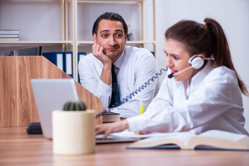 Call Center Operators Working in the Office Stock Image - Image of ...