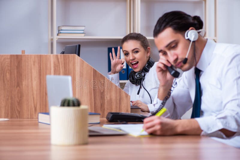Call Center Operators Working in the Office Stock Image - Image of ...