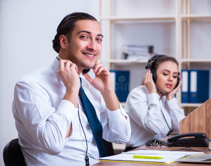 Call Center Operators Working in the Office Stock Image - Image of ...