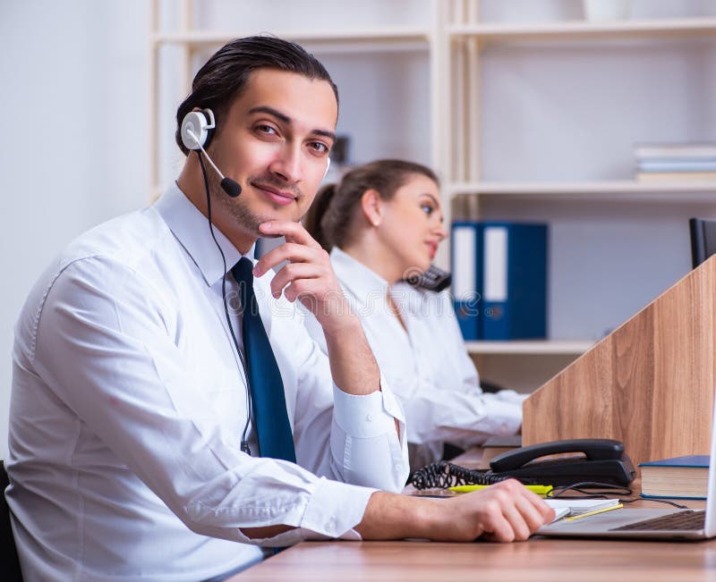 Call Center Operators Working in the Office Stock Image - Image of ...