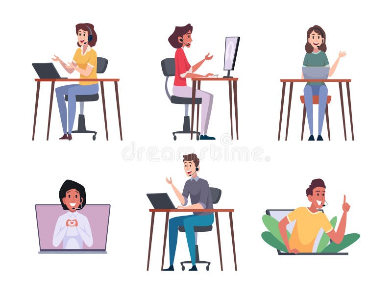 Call Center. People in Online Customer Service Support Working and ...