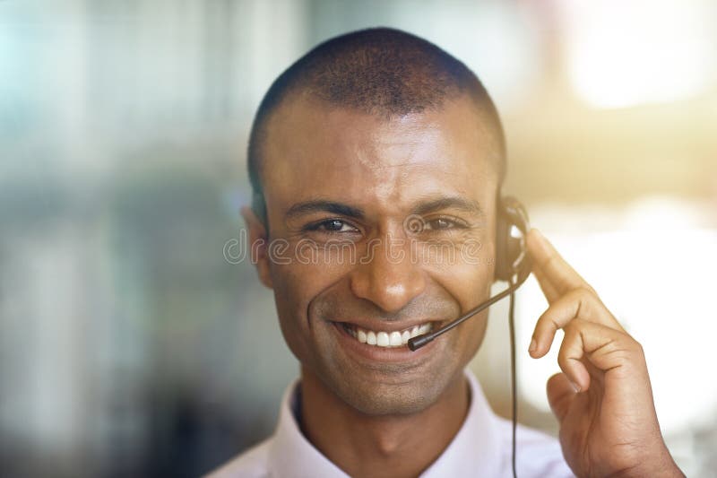 Call Center, Portrait and Happy Man in Virtual Communication, Business ...