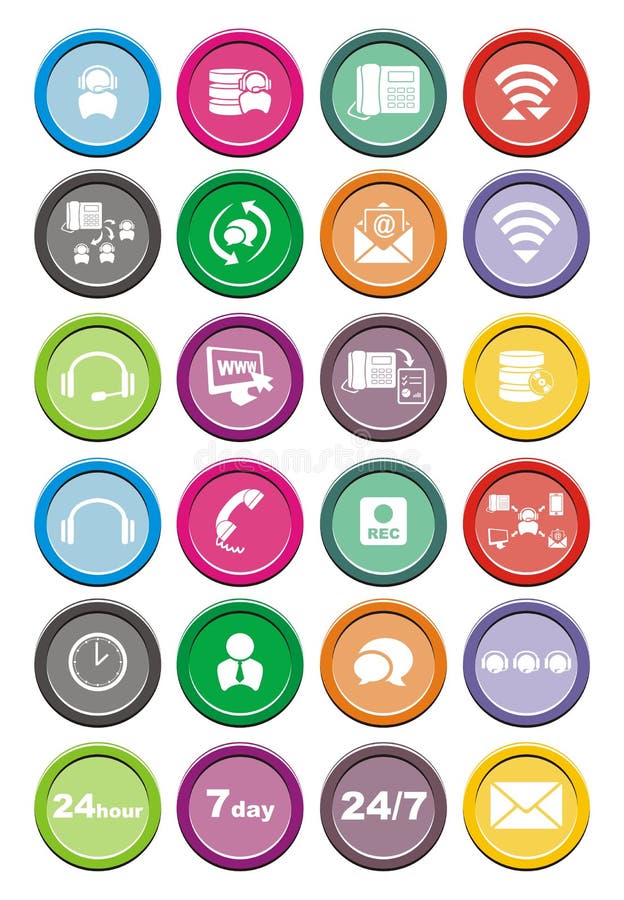 Call Center Round Icon Sets Stock Vector - Illustration of chat ...