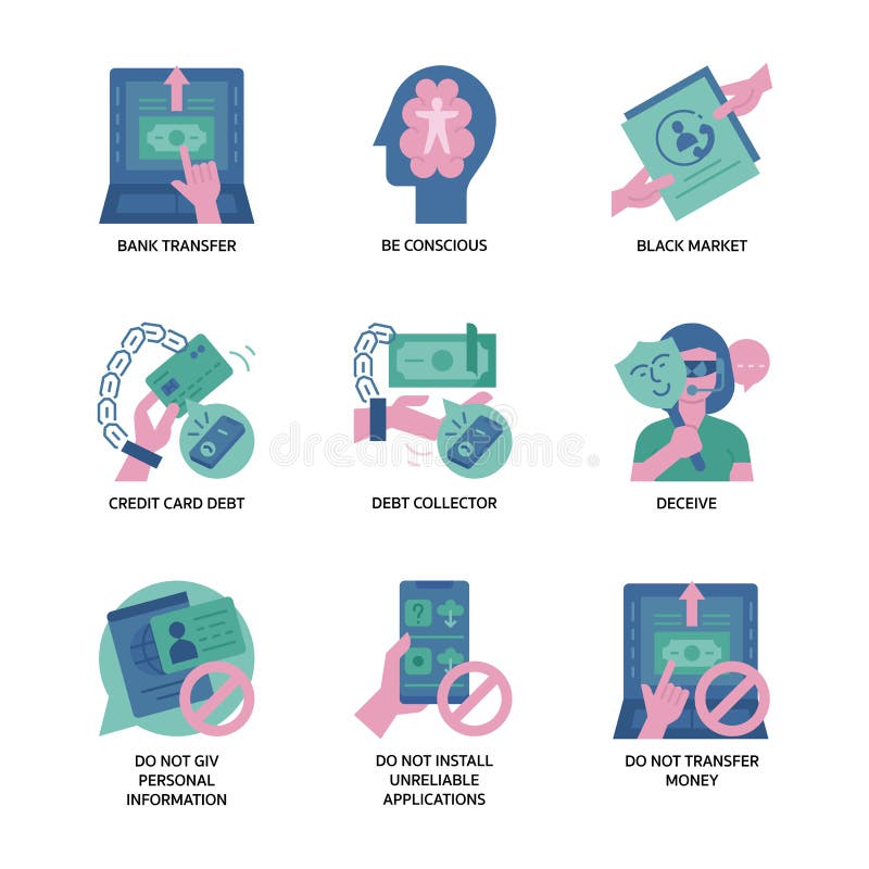 Call Center Scam Icon Set stock vector. Illustration of scammer - 249996503