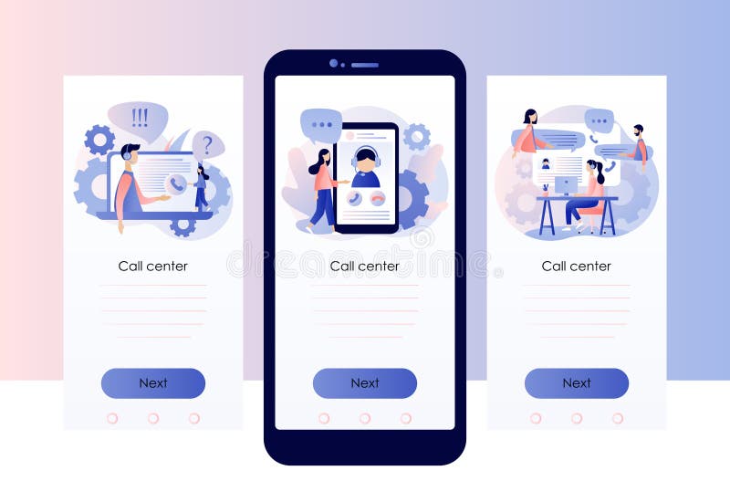 Call Center. Screen Template for Mobile Smart Phone. Flat Style. Vector ...