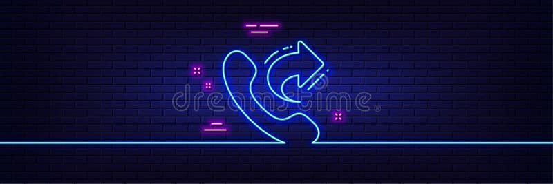 Call Center Service Line Icon Share Phone Call Sign Neon Light Glow