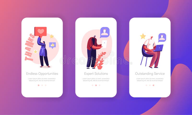Call Center Service Mobile App Page Onboard Screen Set. Technical ...