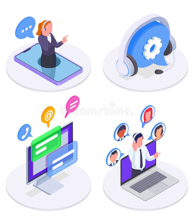 Call Center Set stock vector. Illustration of phone - 230947863