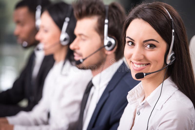 Call Centre Employees Working Computers Stock Photos - Free & Royalty ...