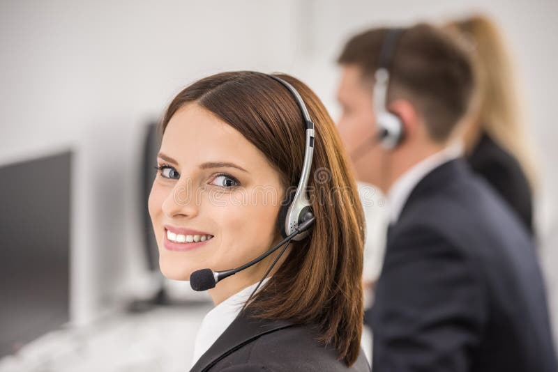Call center stock photo. Image of beautiful, happy, caucasian - 55618220
