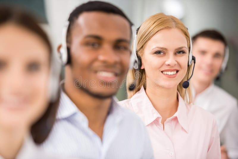 Asian Chinese Call Center Agent Team Stock Image - Image of service ...