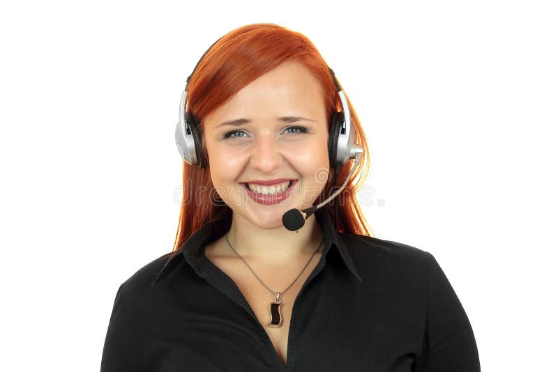 Call Center Smiling Operator with Phone Headset Stock Photo - Image of ...