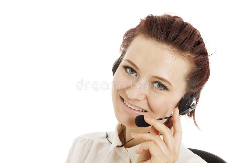 Call Center Smiling Operator with Phone Headset Stock Image - Image of ...