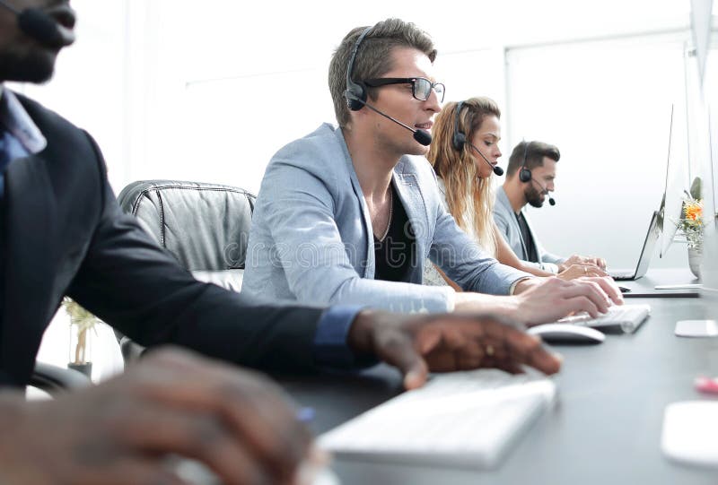 Call Center Staff Work in a Modern Office Stock Photo - Image of ...