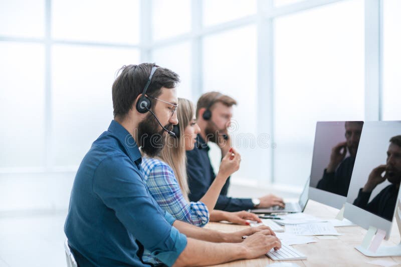 Call Center Staff at the Workplace in the Office Stock Image - Image of ...