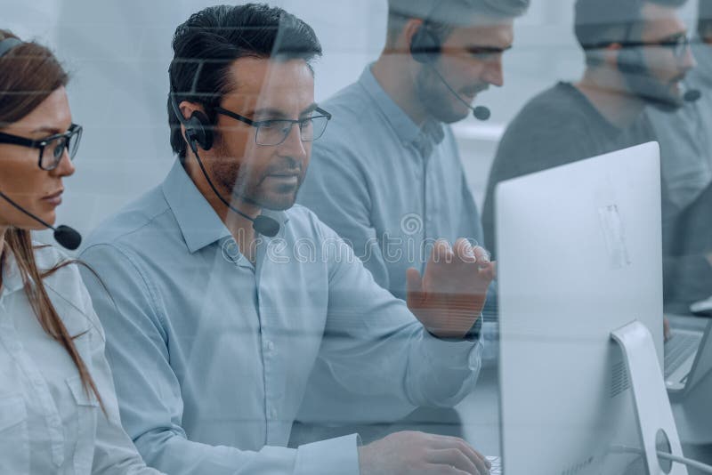 Call Center Staff at the Workplace in the Office Stock Image - Image of ...