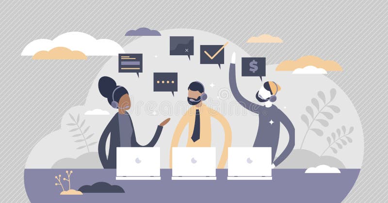 Call Center Support with Answers To Customer Questions Tiny Persons ...