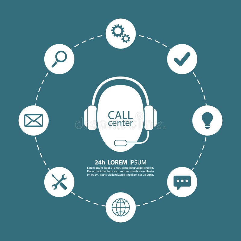 Call Center. Support Center. Operator in Headset Stock Vector ...
