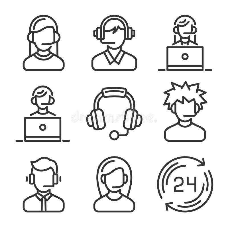 Call Center and Support Icons Set. Vector Stock Vector - Illustration ...