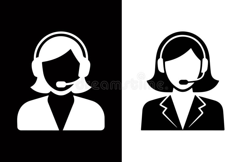 Call Center and Support Icons in Vector Silhouette Stock Illustration ...