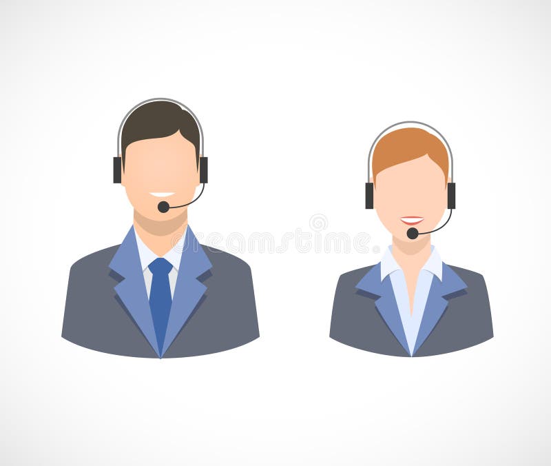 Call Center Support Personnel Staff Icons Stock Vector - Illustration ...