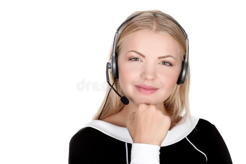 Call Center Support Phone Operator in Headset Isolated Stock Image ...