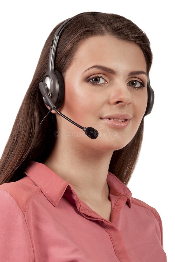 Call Center Support Phone Operator in Headset Isolated Stock Image ...