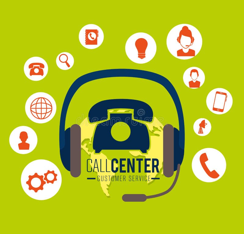 Call Center and Technical Support Stock Vector - Illustration of center ...