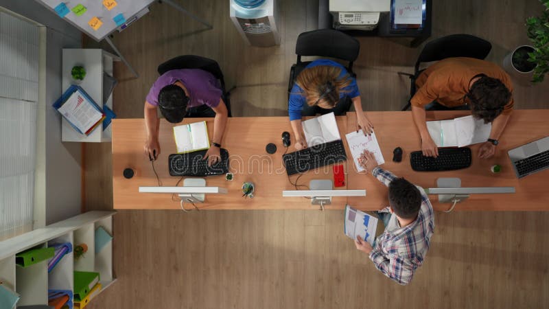 Call Center. Top View of the Workers Talking with Clients Customers in ...