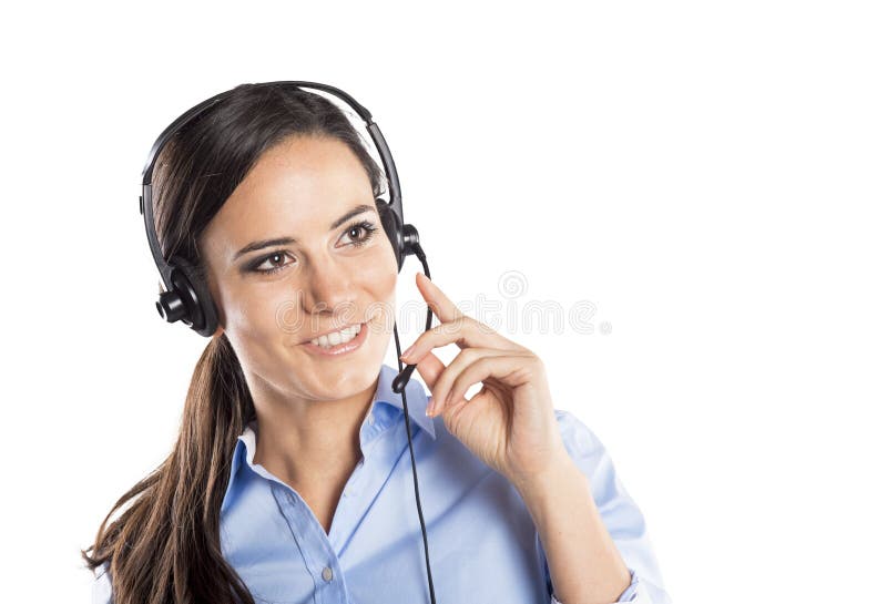 Call center woman stock photo. Image of isolated, microphone - 34264578
