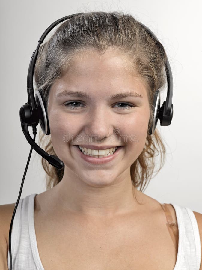 Call Center Woman with Headset Stock Image - Image of phone, consultant ...