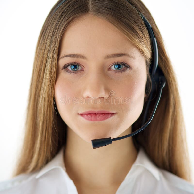 Customer Service and Call Centre Operator Woman. Stock Image - Image of ...