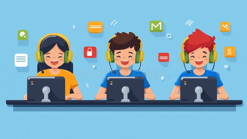 Call Center Work: Effective Interaction with Clients Stock Illustration ...