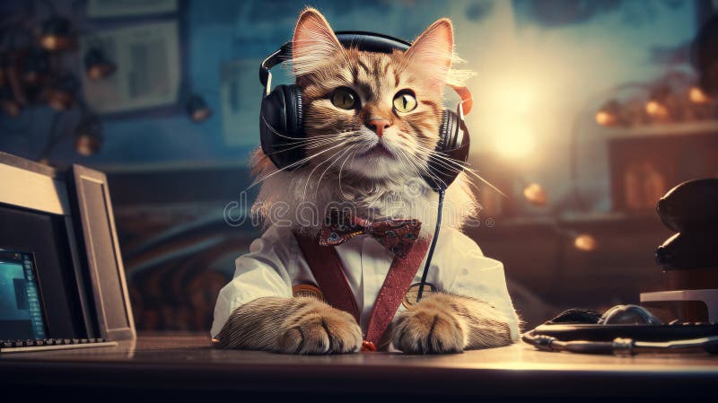 Call Center Worker Cat. Neural Network AI Generated Stock Illustration ...