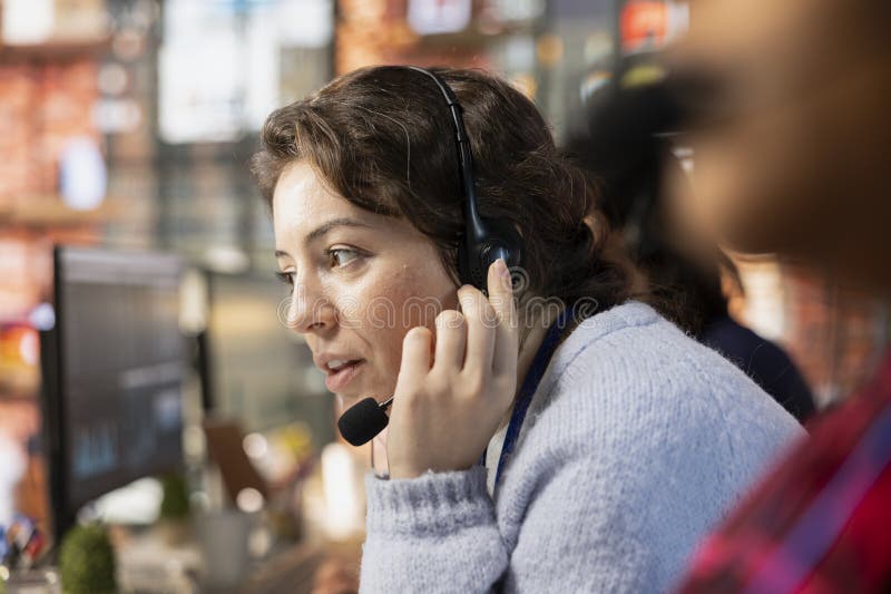 Call Center Worker Creating Support Ticket for Customer Calling To ...