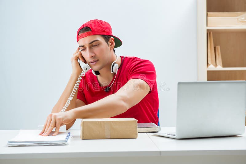 The Call Center Worker at Parcel Distribution Center in Post Office ...