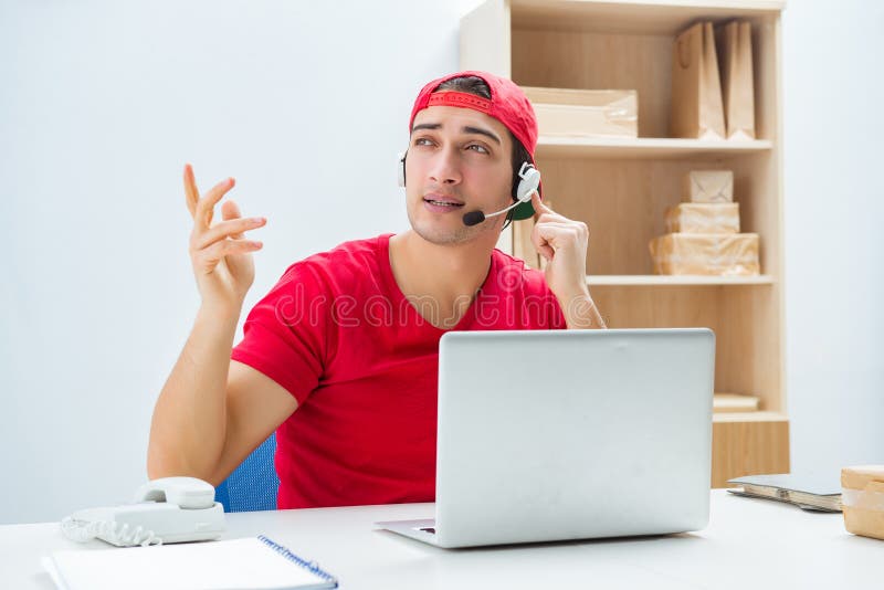 The Call Center Worker at Parcel Distribution Center in Post Office ...