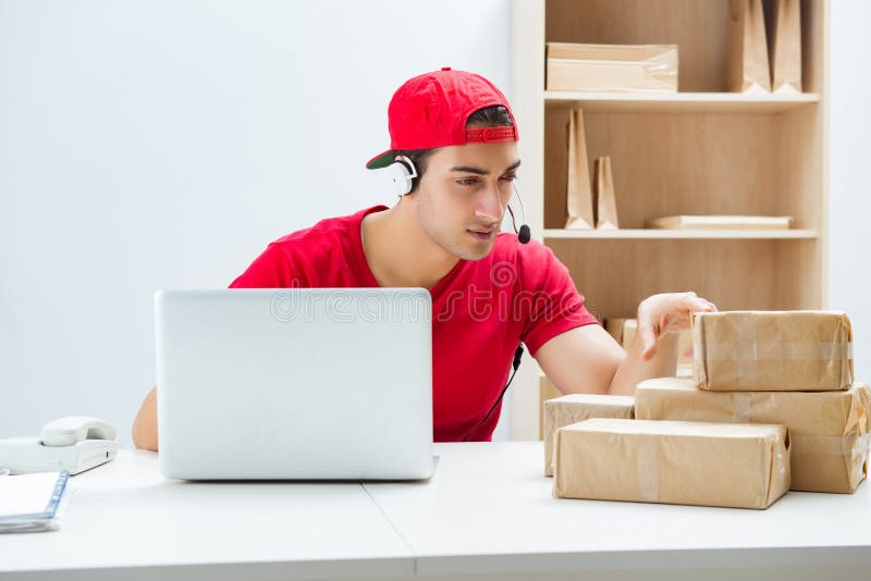 The Call Center Worker at Parcel Distribution Center in Post Office ...