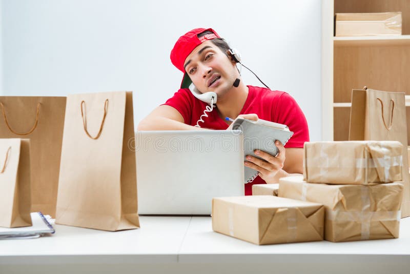 The Call Center Worker at Parcel Distribution Center in Post Office ...