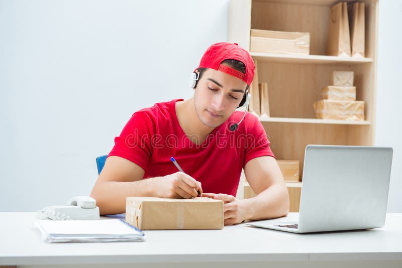 The Call Center Worker at Parcel Distribution Center in Post Office ...