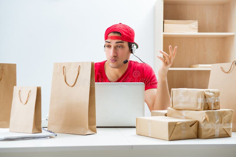 The Call Center Worker at Parcel Distribution Center in Post Office ...