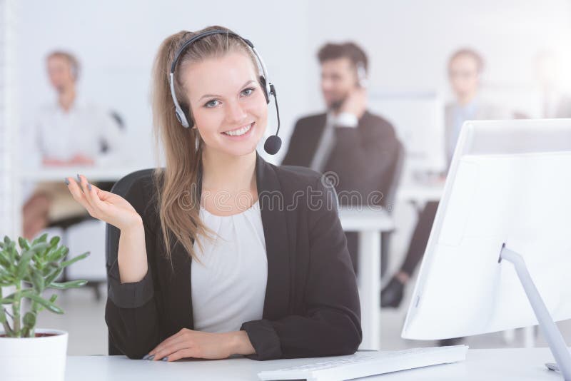 Call center worker stock image. Image of helpline, pretty - 95150655