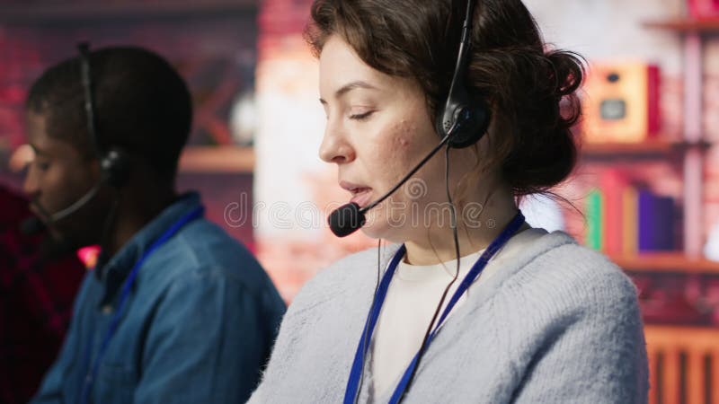 Call Center Worker Using Artificial Intelligence Software Stock Video ...