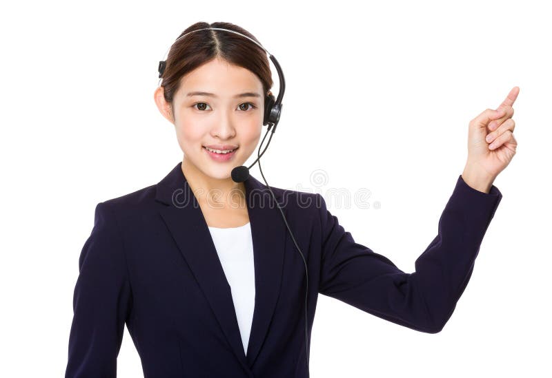 Call Centre Agent and Finger Pointing Up Stock Image - Image of manager ...